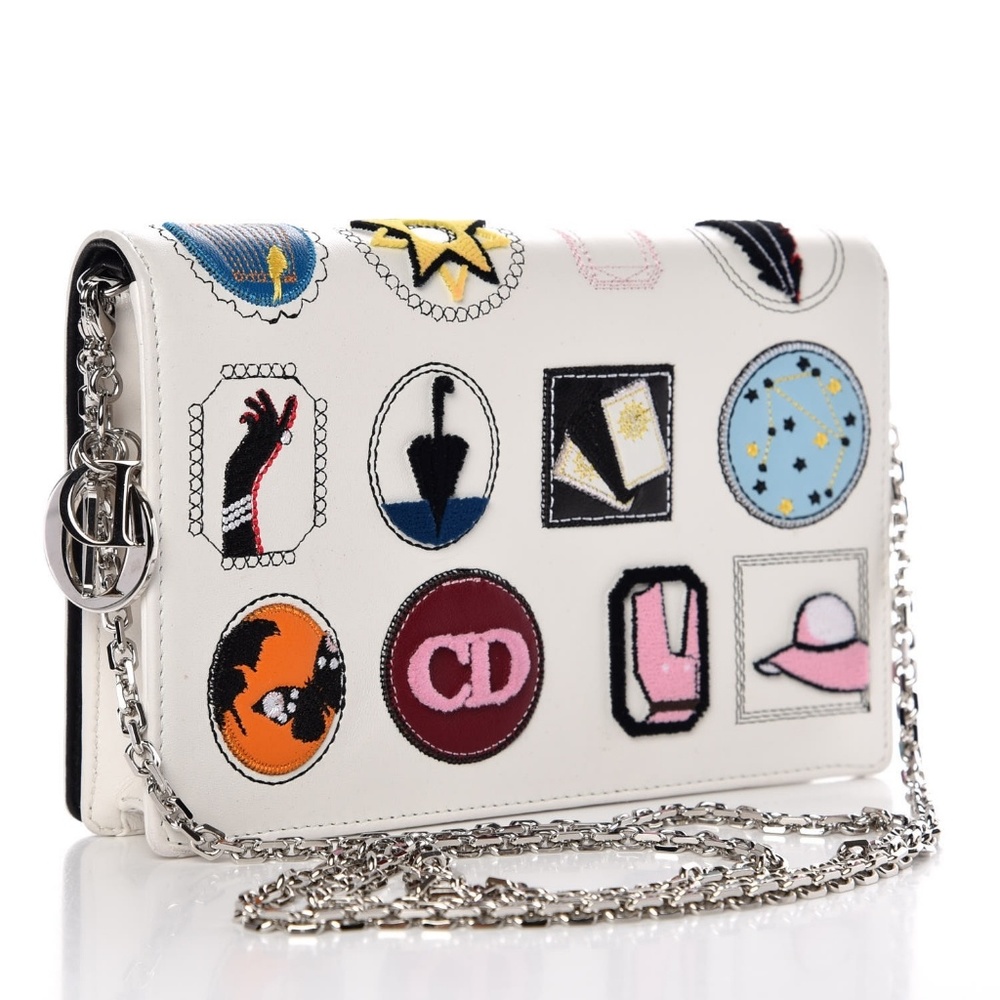Christian Dior Calfskin Badges Chain White - Gem